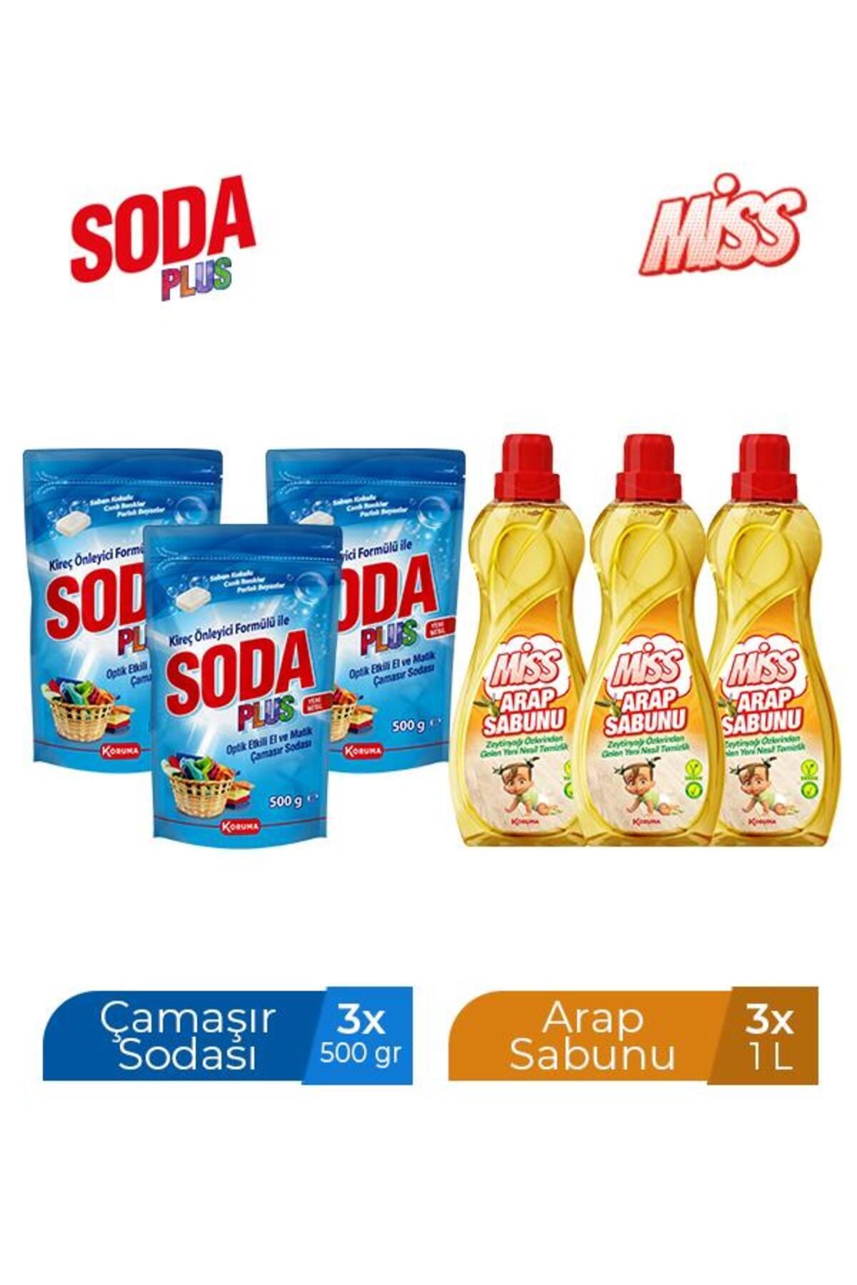 MİSS ARAP SABUNU 1000 ML X 3 ADET + SODA PLUS 500 ML X 3 ADET ...